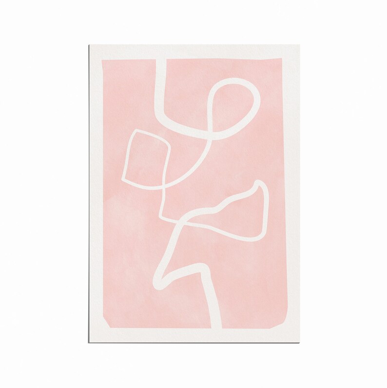 One Line Drawing,blush Pink Printable Art,abstract Continuous Line Art ...