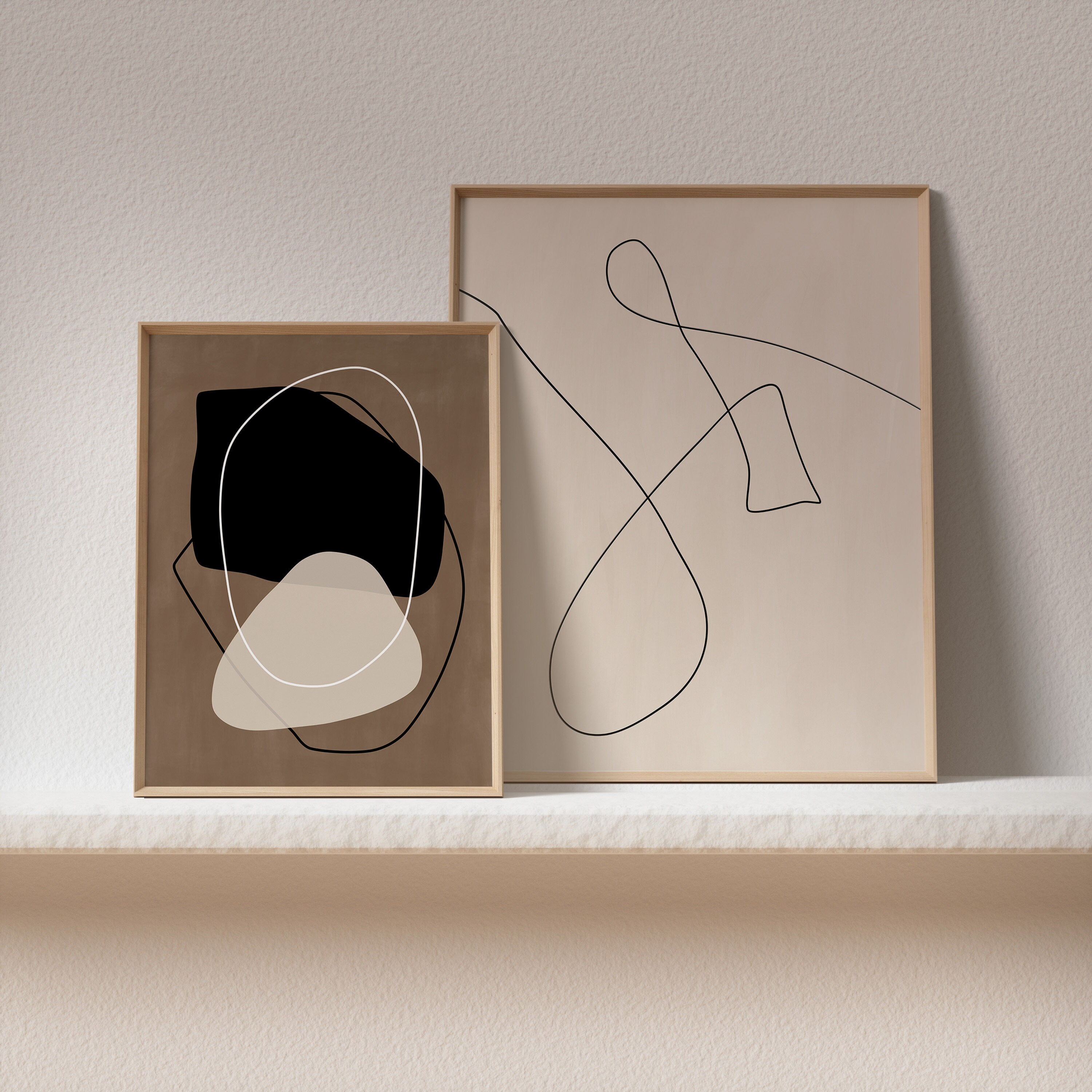 Set of 2 Abstract Printsminimal One Line Drawingdownloadable | Etsy