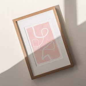 One Line Drawing,blush Pink Printable Art,abstract Continuous Line Art ...