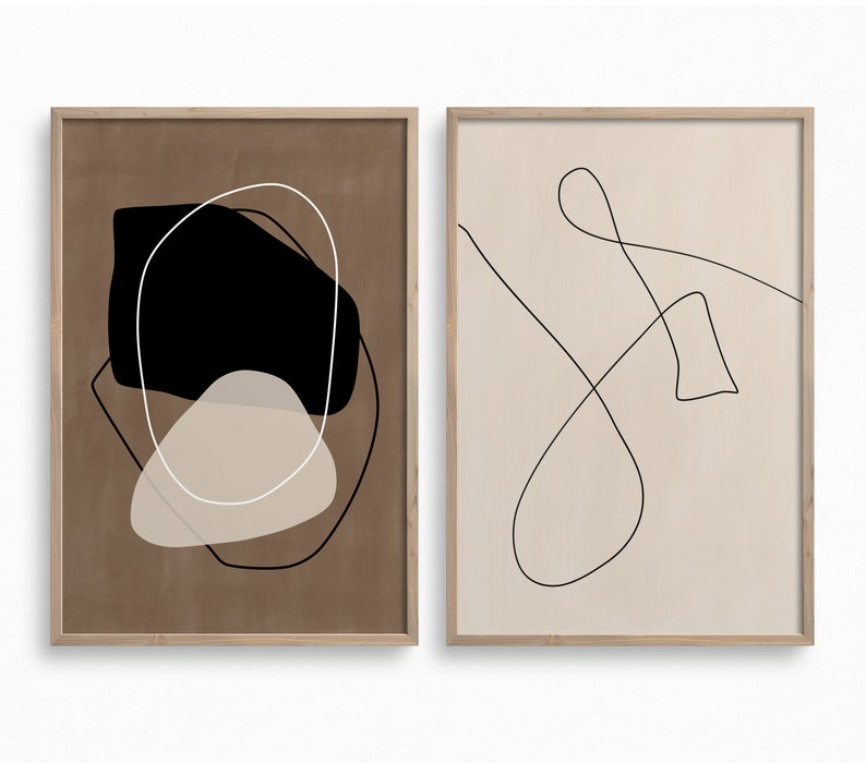 Set of 2 Abstract Printsminimal One Line Drawingdownloadable | Etsy