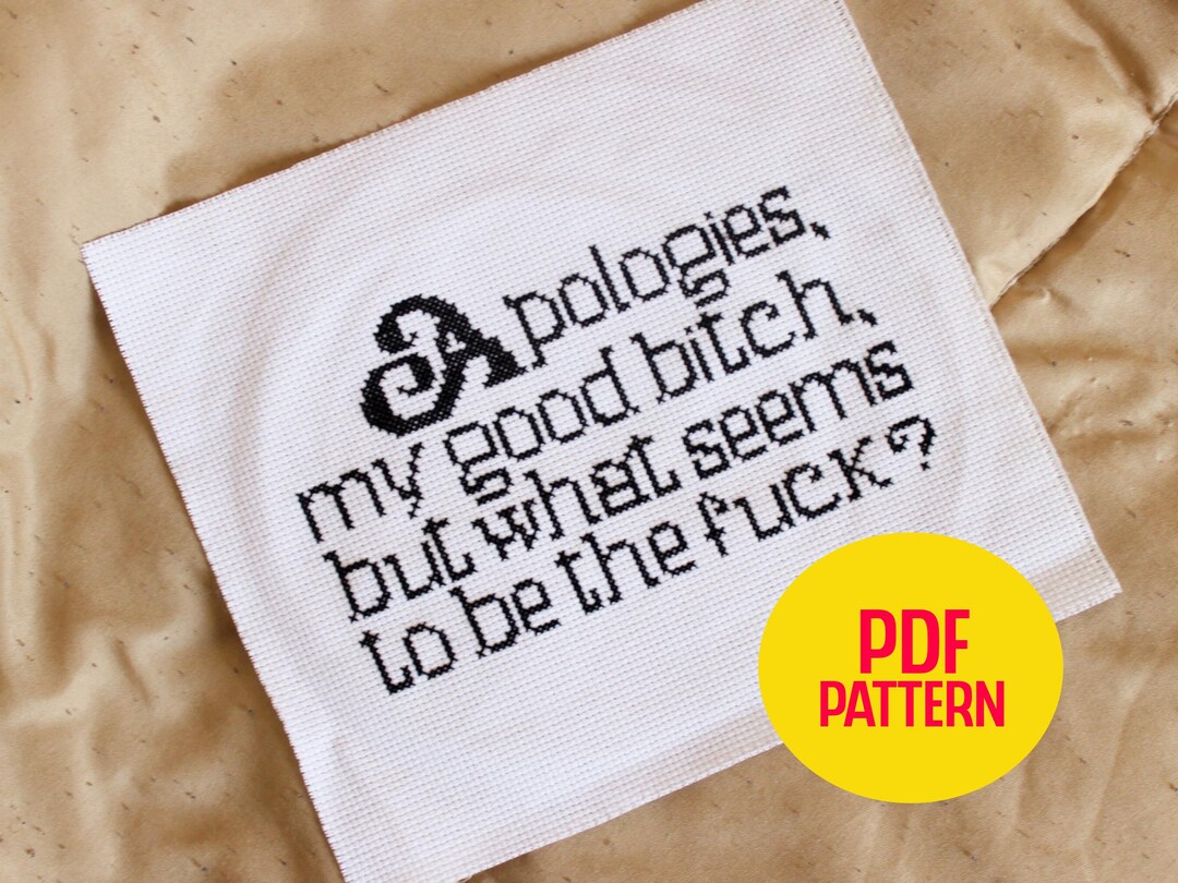 Apologies, Cross Stitch Pattern, Digital File, Instant Download - Etsy