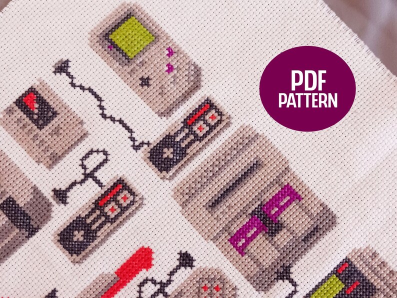 Vintage Videogames. Cross Stitch Pattern, Digital File, Instant ...