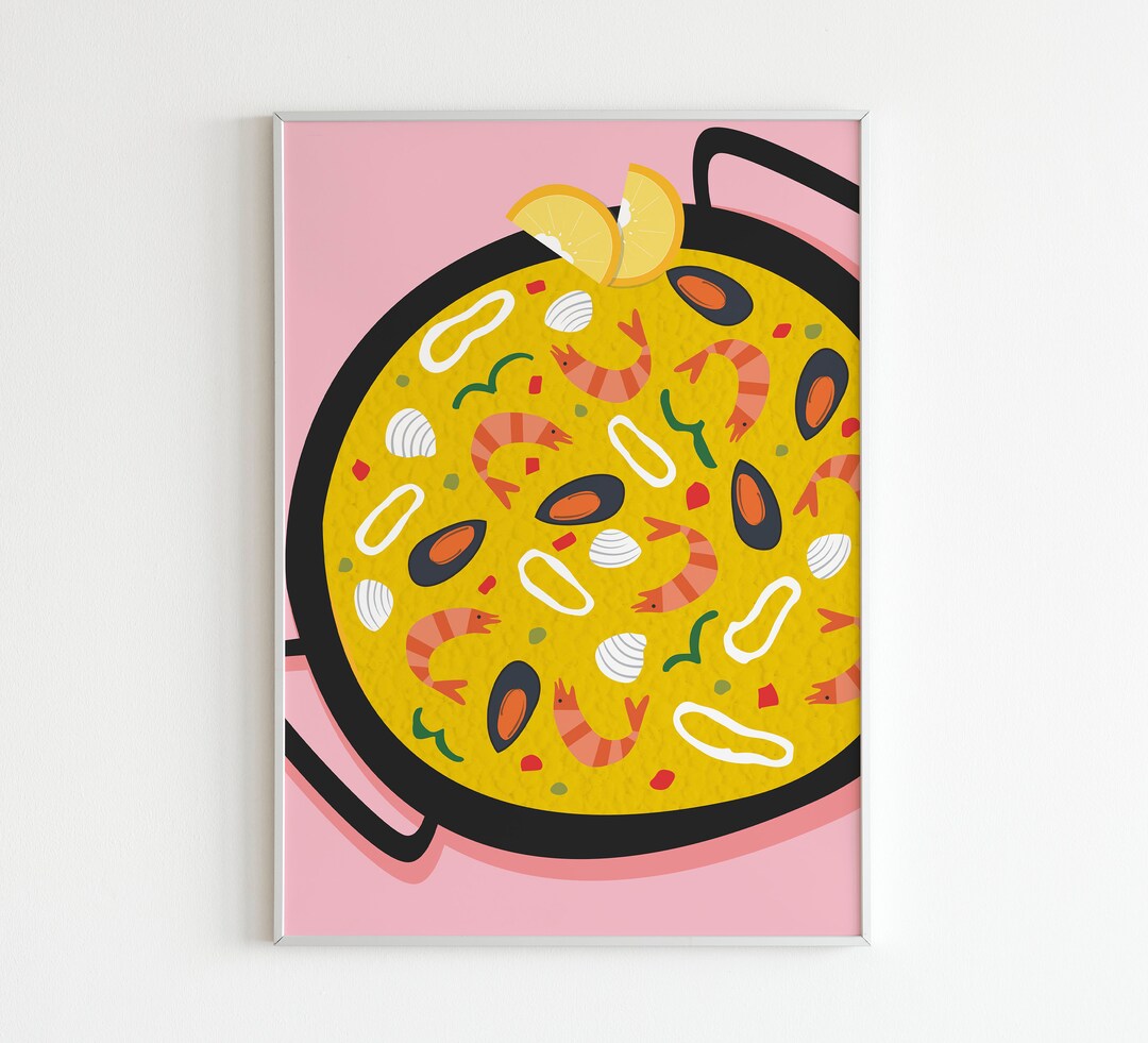 Paella Print, Printable, Food Illustration, Digital File ONLY, Instant ...