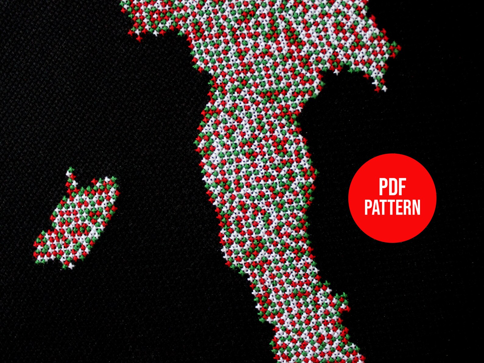 Italy, Italia Map, Cross Stitch Pattern, Digital File ONLY, Instant ...