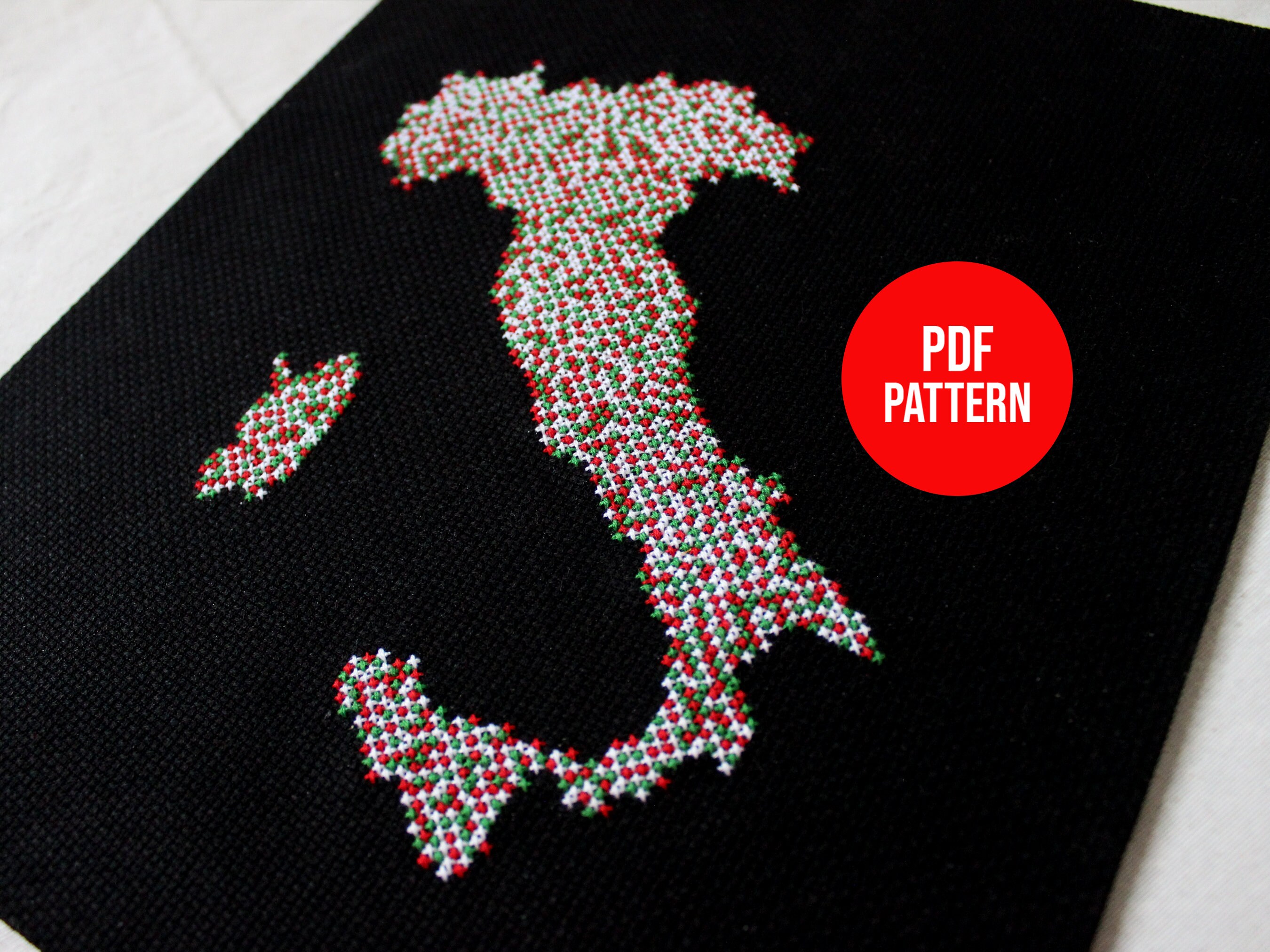 Italy, Italia Map, Cross Stitch Pattern, Digital File ONLY, Instant ...