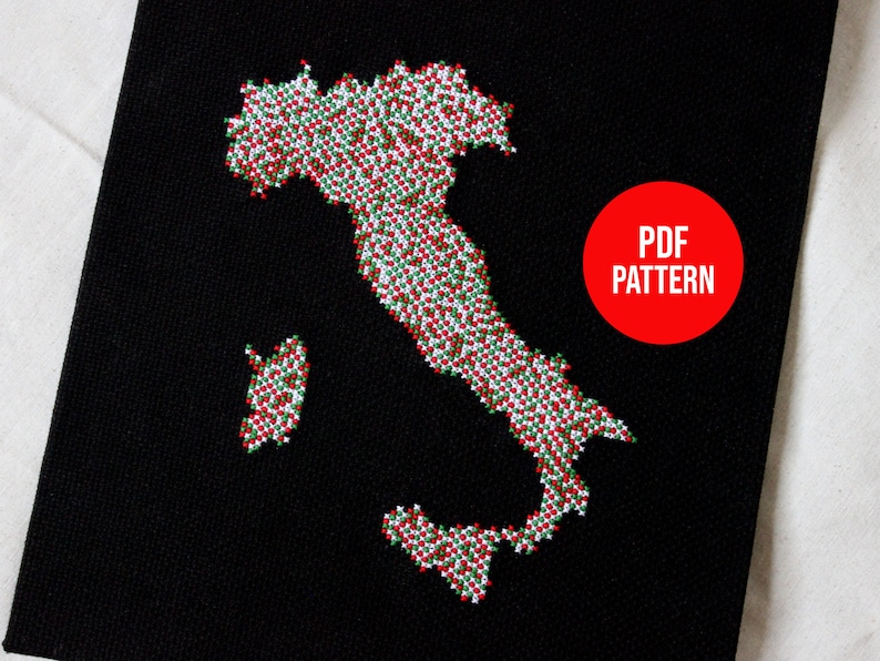 Italy, Italia Map, Cross Stitch Pattern, Digital File ONLY, Instant ...