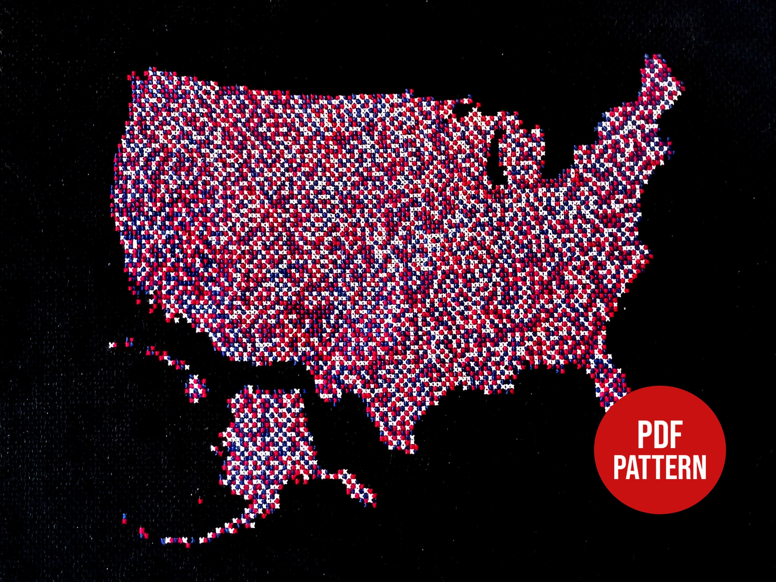 USA Map Pixelart, Cross Stitch Pattern, Digital File, Instant Download ...
