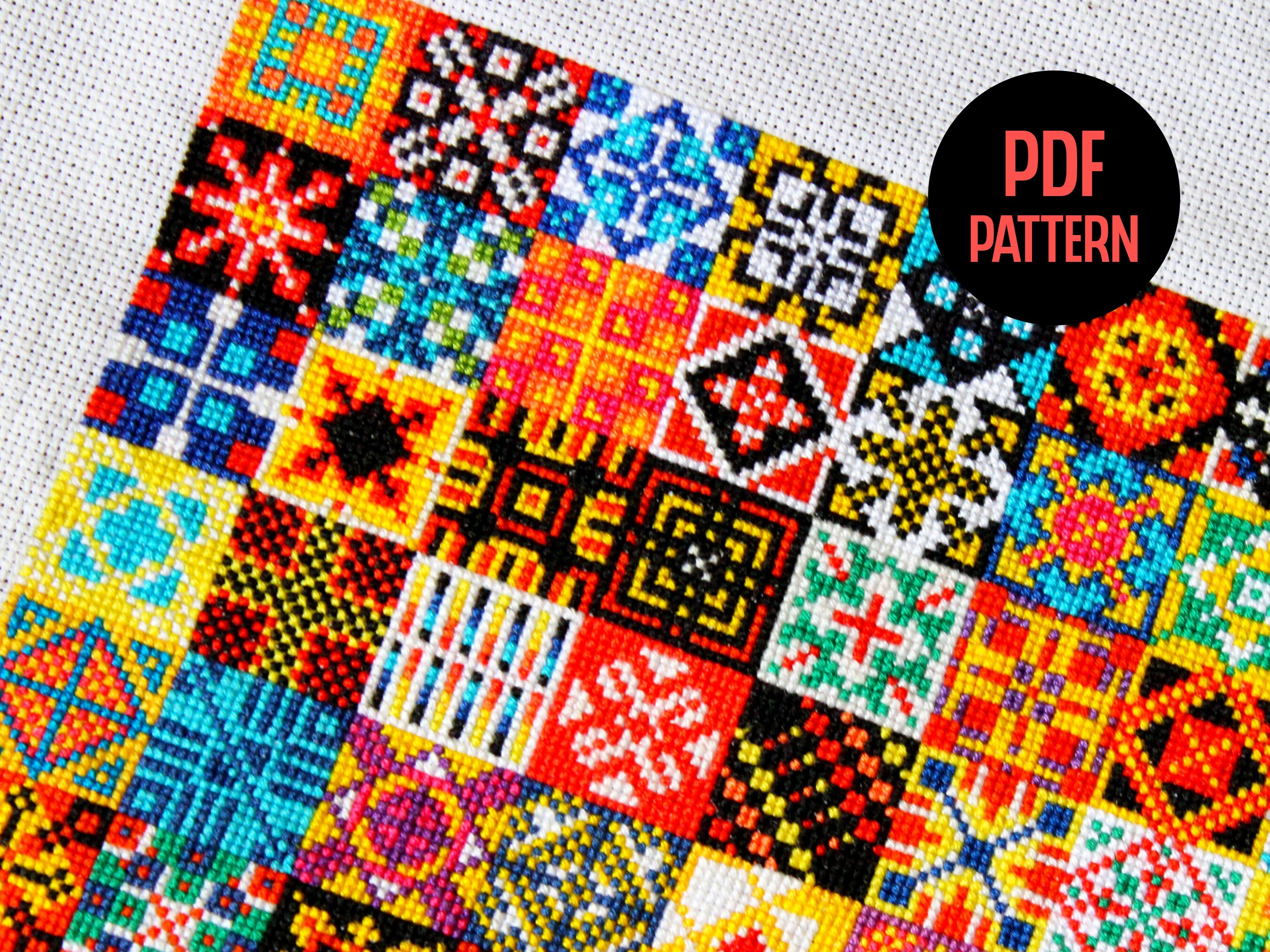 Colorful Tiles, Cross Stitch Pattern, Digital File Only, Instant ...