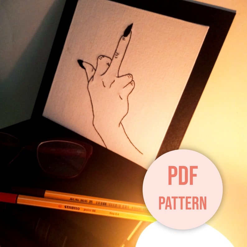 Middle Finger, Line Art, Embroidery Pattern, PDF Digital File Only - Etsy