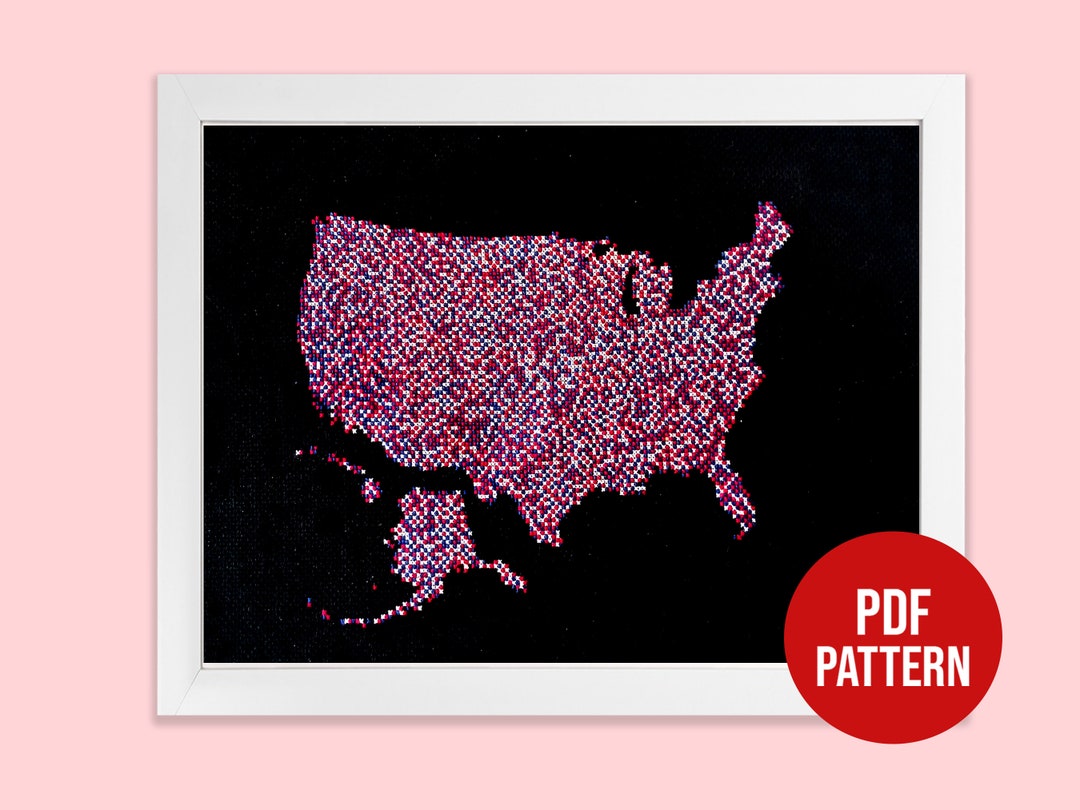 USA Map Pixelart, Cross Stitch Pattern, Digital File, Instant Download ...