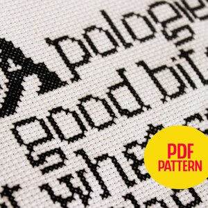 Apologies, Cross Stitch Pattern, Digital File, Instant Download - Etsy