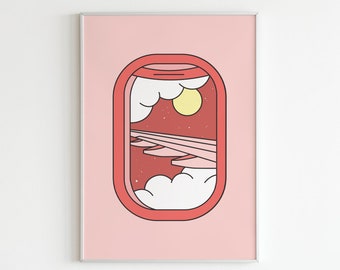 Airplane Window Printable Illustration Print Traveling | Etsy