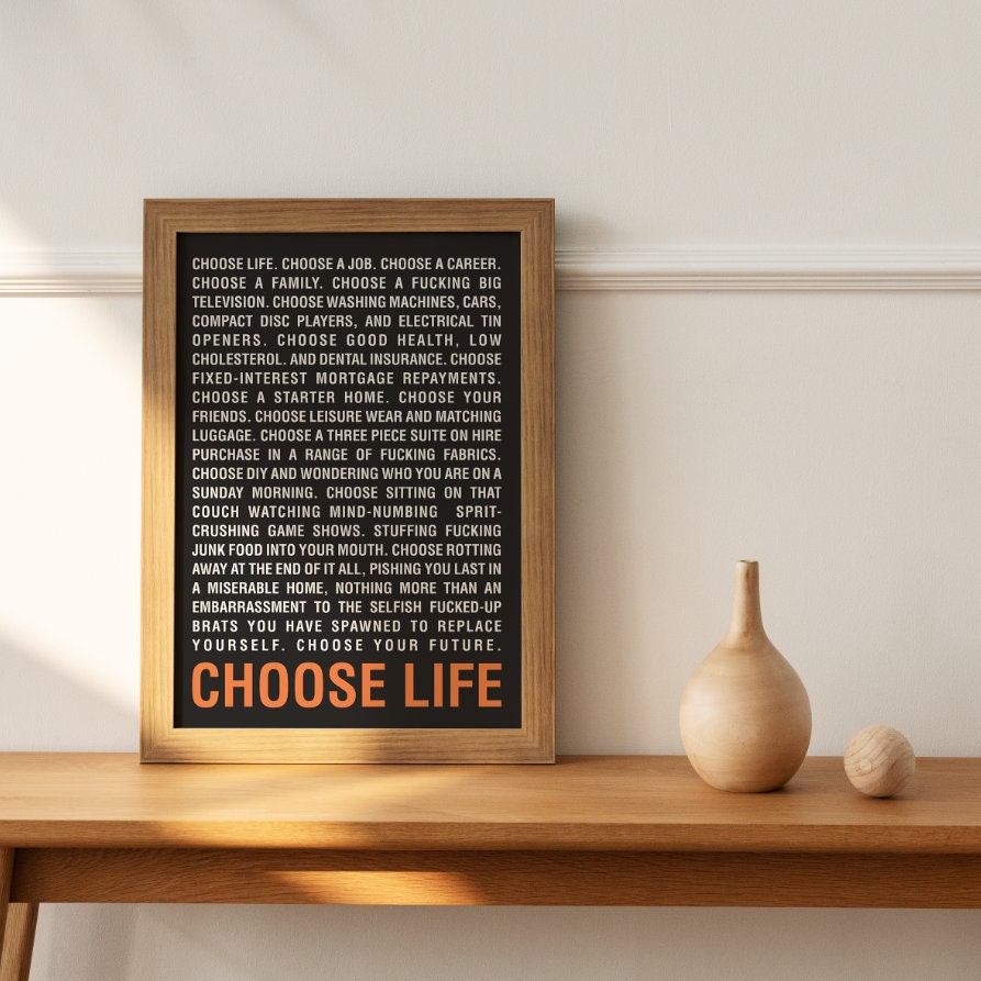 Trainspotting, Choose Life Speech, Typographic Printable Art, Pop-art ...