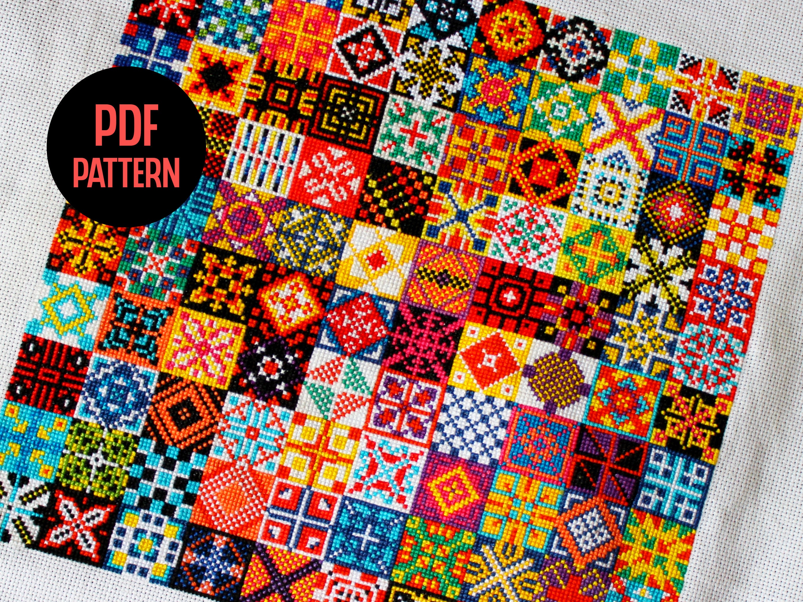 Colorful Tiles, Cross Stitch Pattern, Digital File Only, Instant ...