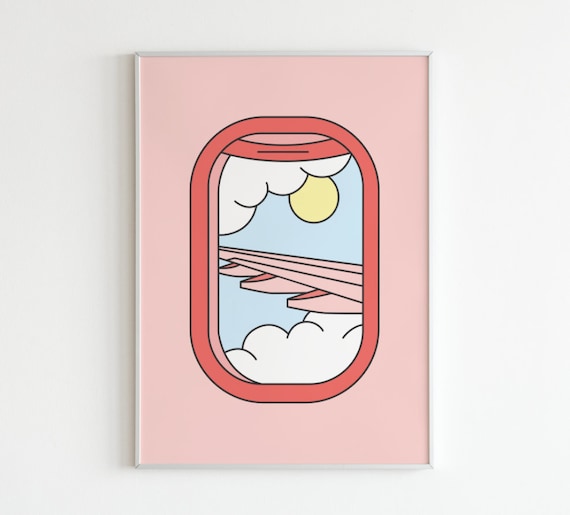 Airplane Window Printable Illustration Print Traveling | Etsy