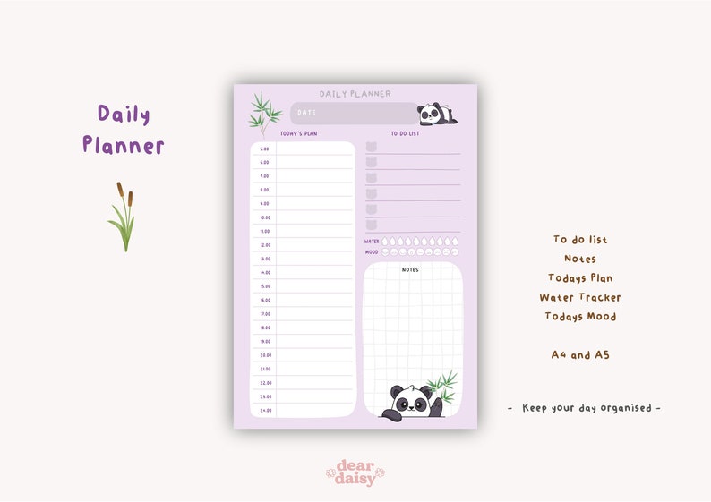 PRINTABLE PANDA Planner Daily Planner Weekly Planner Monthly Planner ...