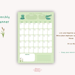 PRINTABLE Frog Planner | Daily Planner | Weekly Planner | Monthly ...