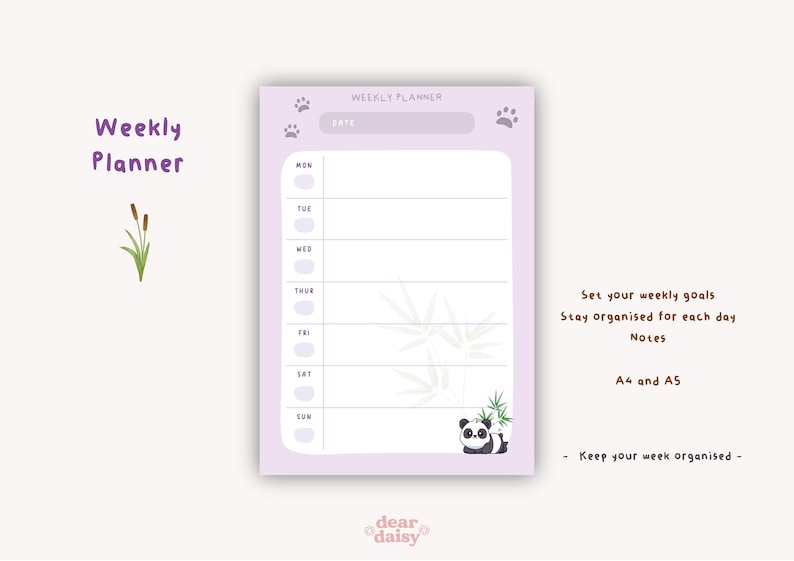 PRINTABLE PANDA Planner Daily Planner Weekly Planner Monthly Planner ...