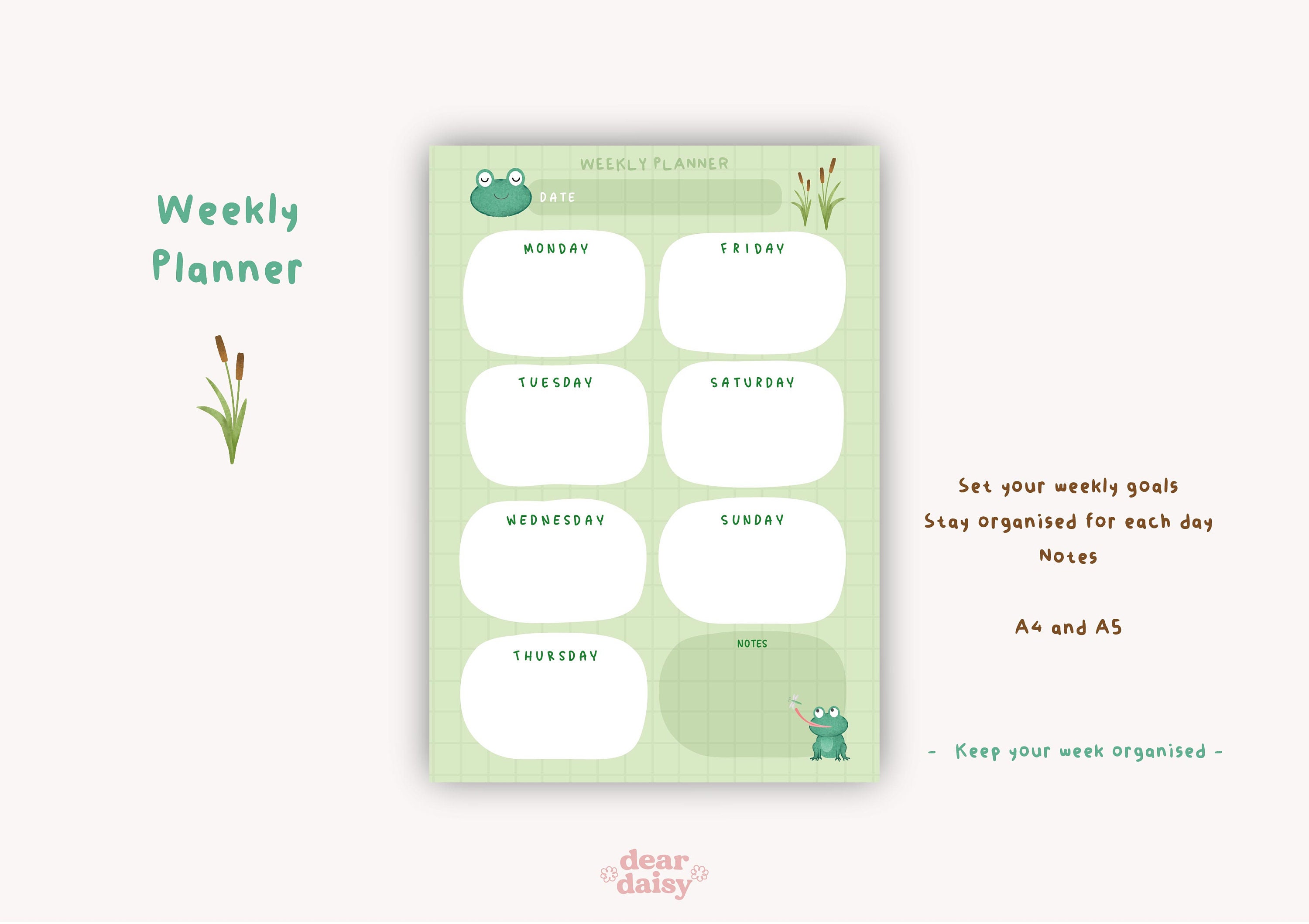 PRINTABLE Frog Planner Daily Planner Weekly Planner Monthly Planner ...