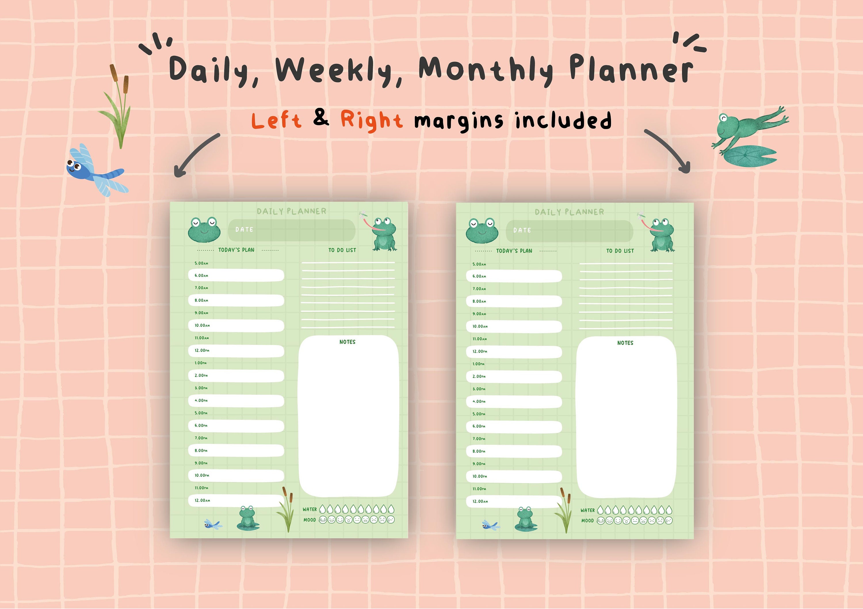 PRINTABLE Frog Planner Daily Planner Weekly Planner Monthly Planner ...
