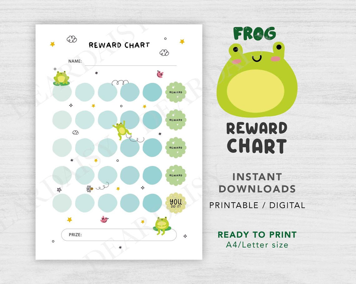 Printable FROG Reward Chart, Sticker Chart,instant Download Behaviour ...