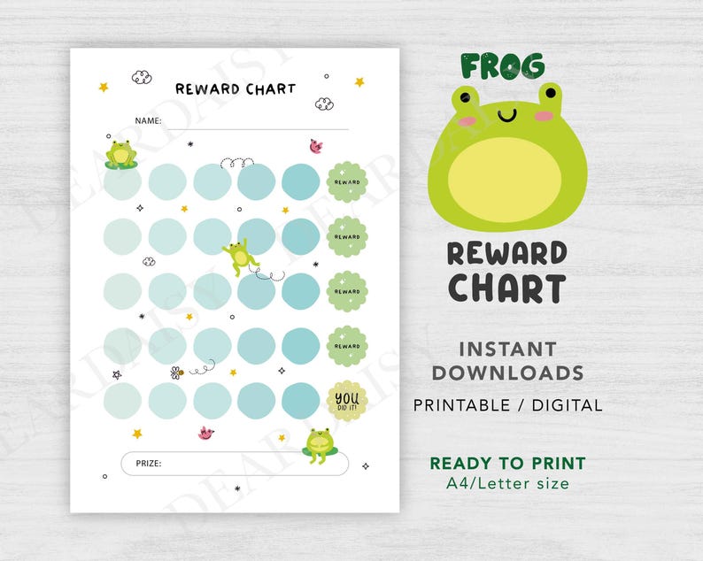 Printable FROG Reward Chart, Sticker Chart,instant Download Behaviour ...