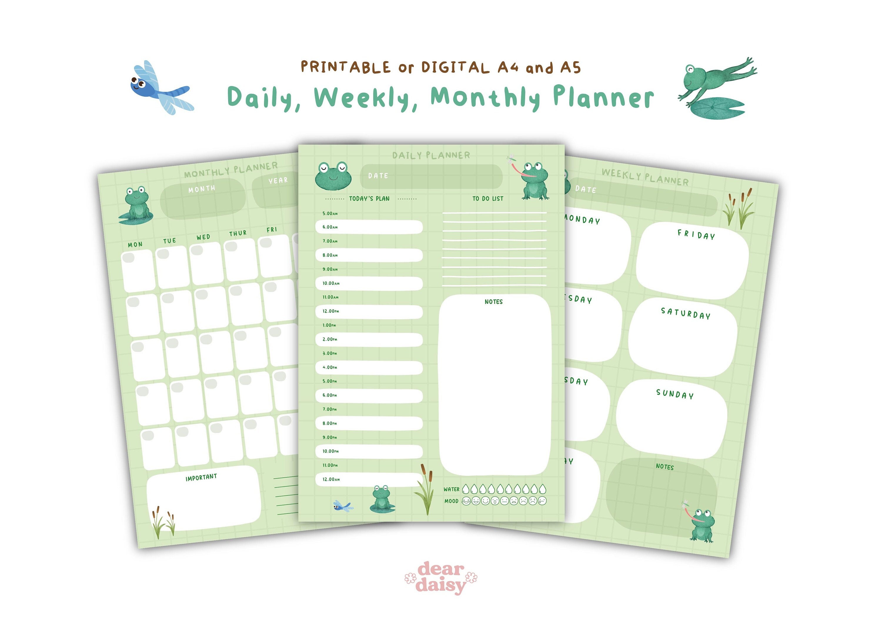 PRINTABLE Frog Planner Daily Planner Weekly Planner Monthly Planner ...