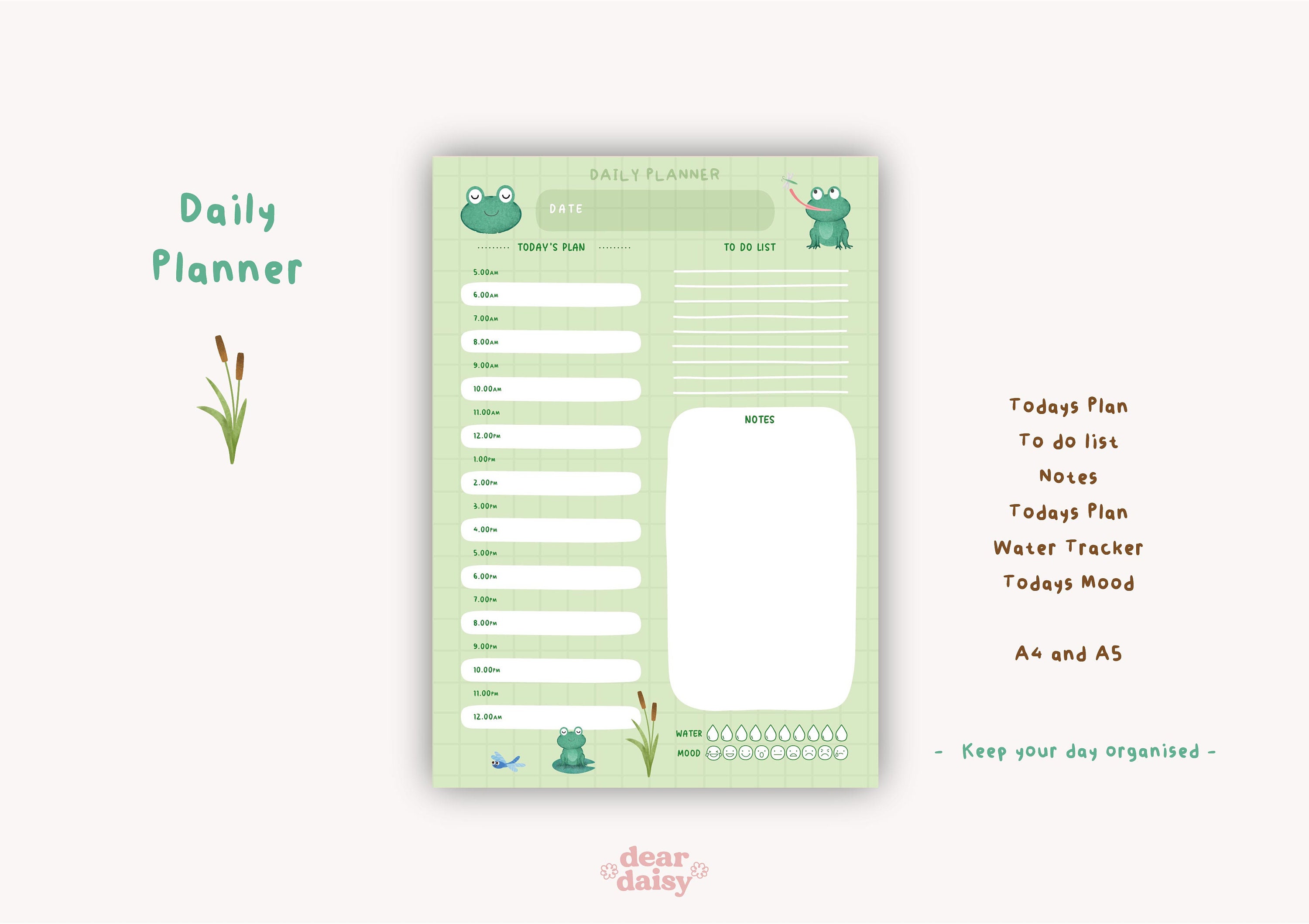 PRINTABLE Frog Planner Daily Planner Weekly Planner Monthly Planner ...