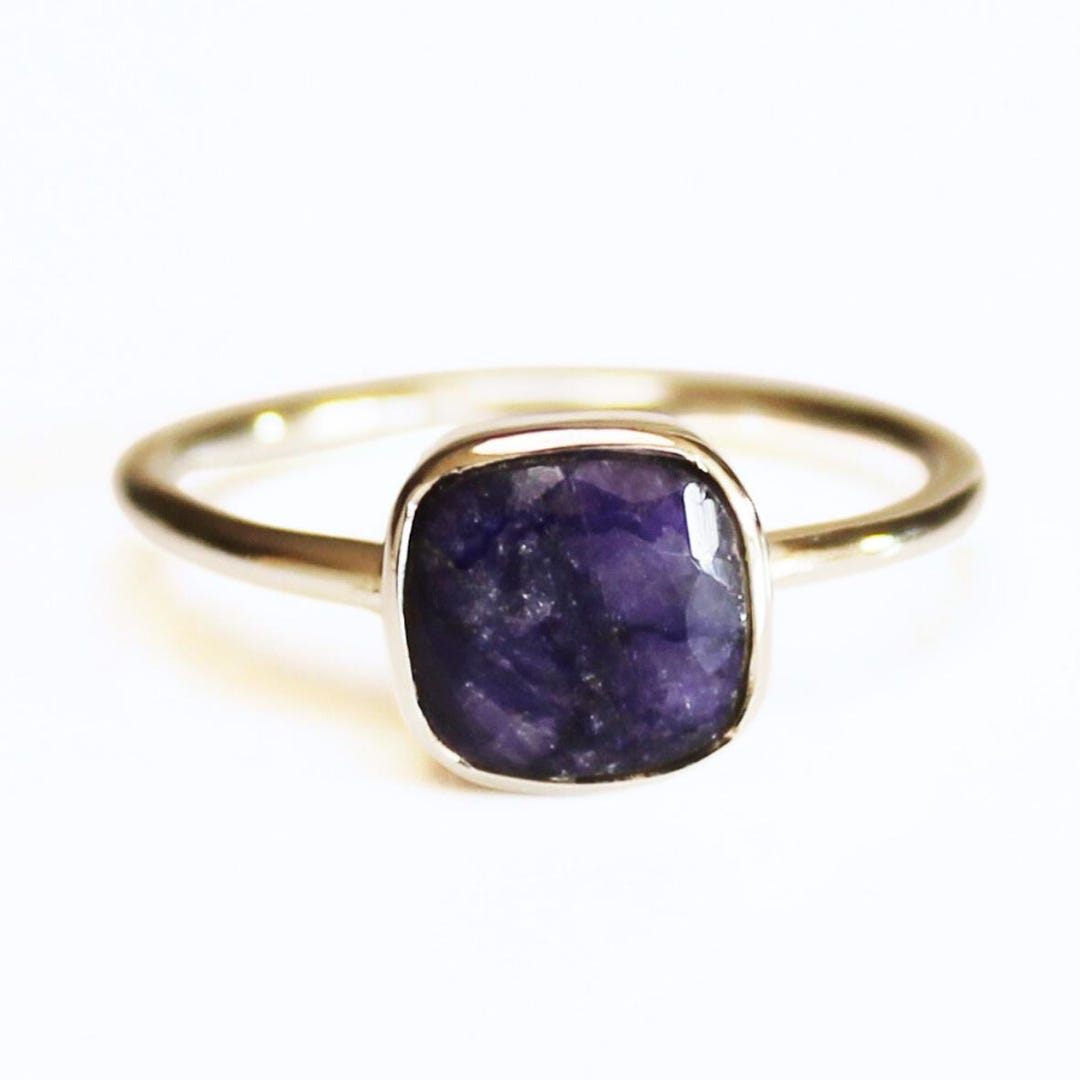 Sapphire September Birthstone Ring – 925 Sterling Silver Square-cut ...
