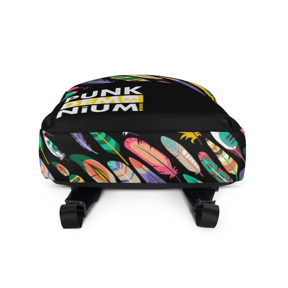 Multicoloured Feather Pattern-black Base-punkdemonium-backpack - Etsy UK