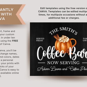 Pumpkin Coffee Bar Sign | Fall Coffee Bar Sign | Hot Cocoa Sign ...