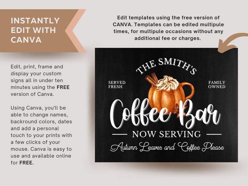 Pumpkin Coffee Bar Sign | Fall Coffee Bar Sign | Hot Cocoa Sign ...