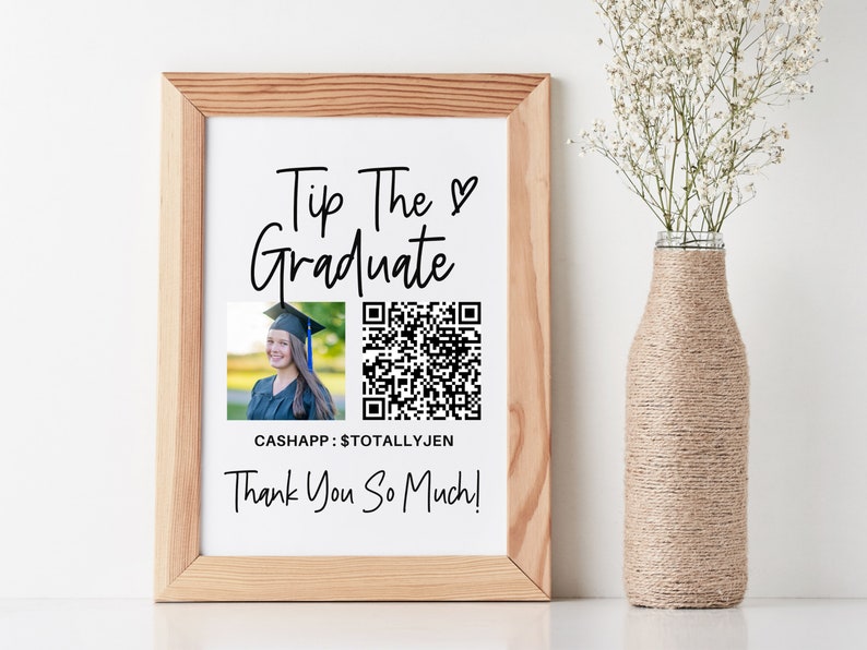 Graduation Party Sign QR Code Sign Tip the Graduate - Etsy