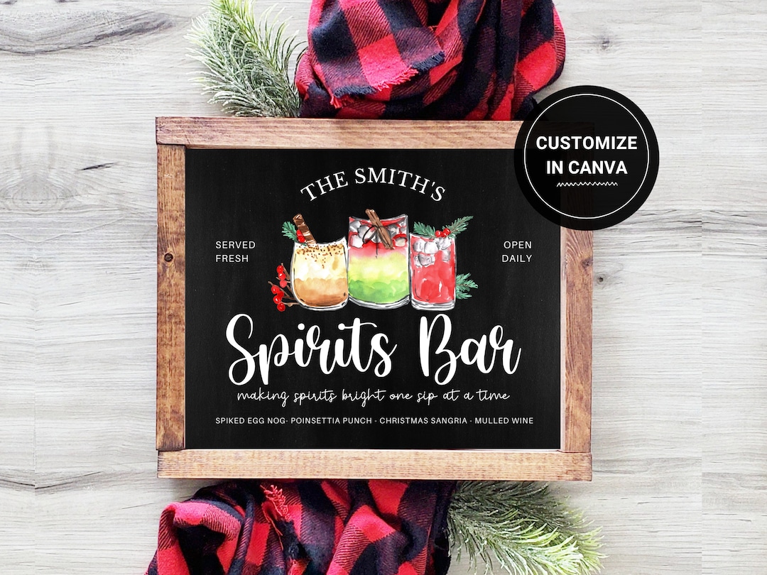 Christmas Bar Sign | Personalized Drink Sign | Holiday Drink Menu ...