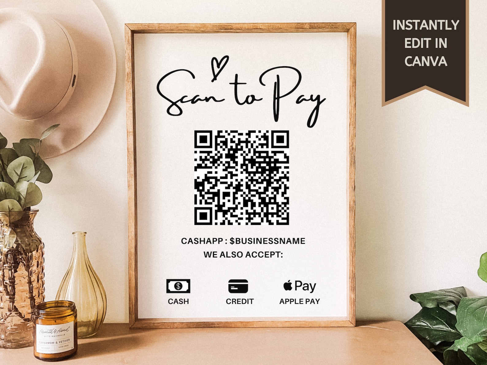 QR Code Sign | Scan to Pay Sign | Small Business Marketing | Venmo Sign ...
