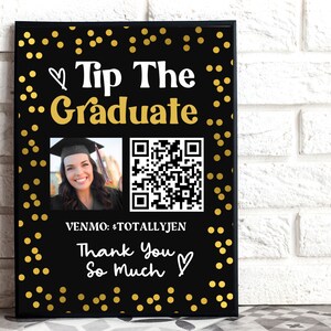 Graduation Gift Sign | Graduation Party Sign | QR Code Sign | Tip the ...