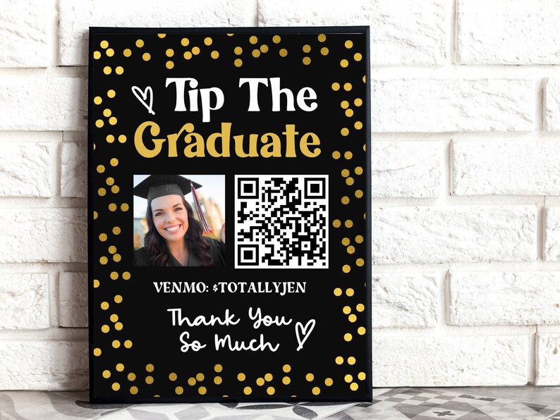 Graduation Gift Sign | Graduation Party Sign | QR Code Sign | Tip the ...