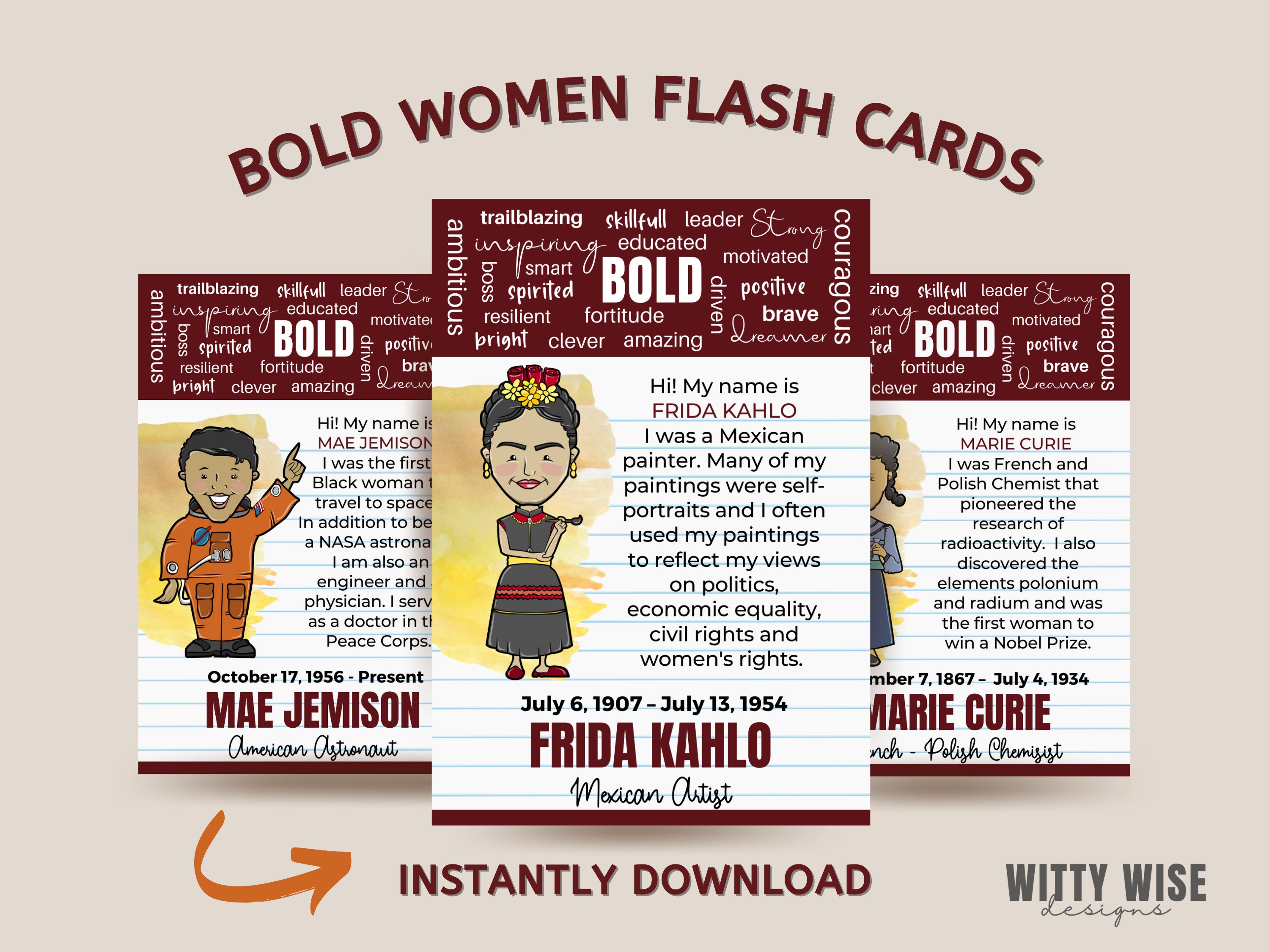 Women in History Flash Cards Educational Resources | Etsy