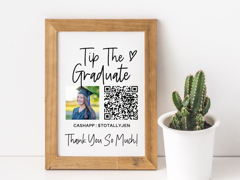 Graduation Party Sign QR Code Sign Tip the Graduate - Etsy
