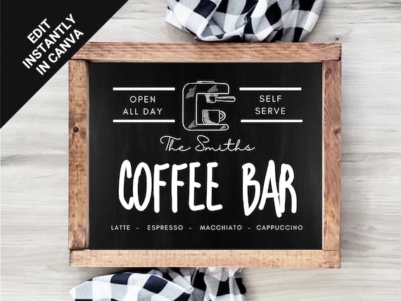 Coffee Bar Sign Personalized Coffee Sign Printable Wall - Etsy