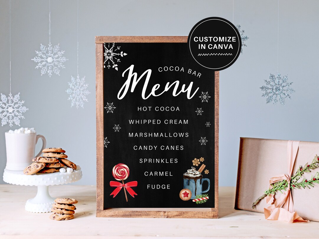 Hot Cocoa Bar Menu | Personalized Hot Chocolate Sign | Coffee Bar Sign ...
