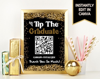 Graduation Party Sign Graduation Gift Sign QR Code Sign Tip the ...