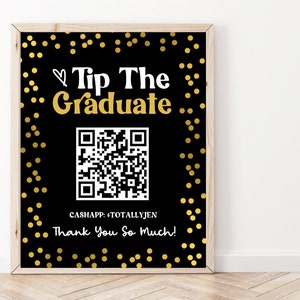 Graduation Gift Sign | Graduation Party Sign | QR Code Sign | Tip the ...