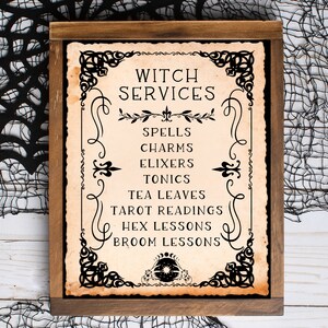 Witch Services Sign | Halloween Printable | Vintage Halloween Decor ...