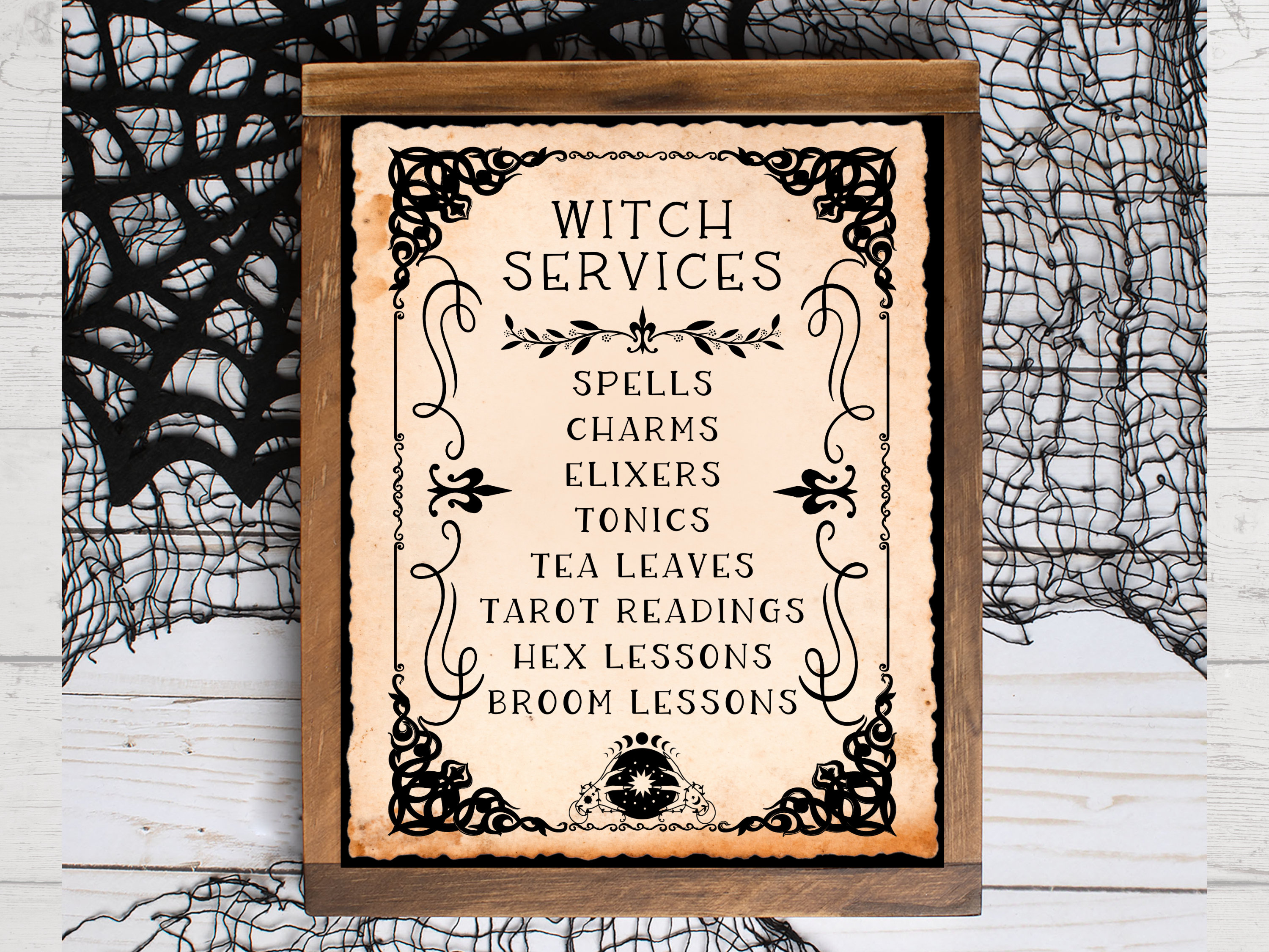 Witch Services Sign | Halloween Printable | Vintage Halloween Decor ...