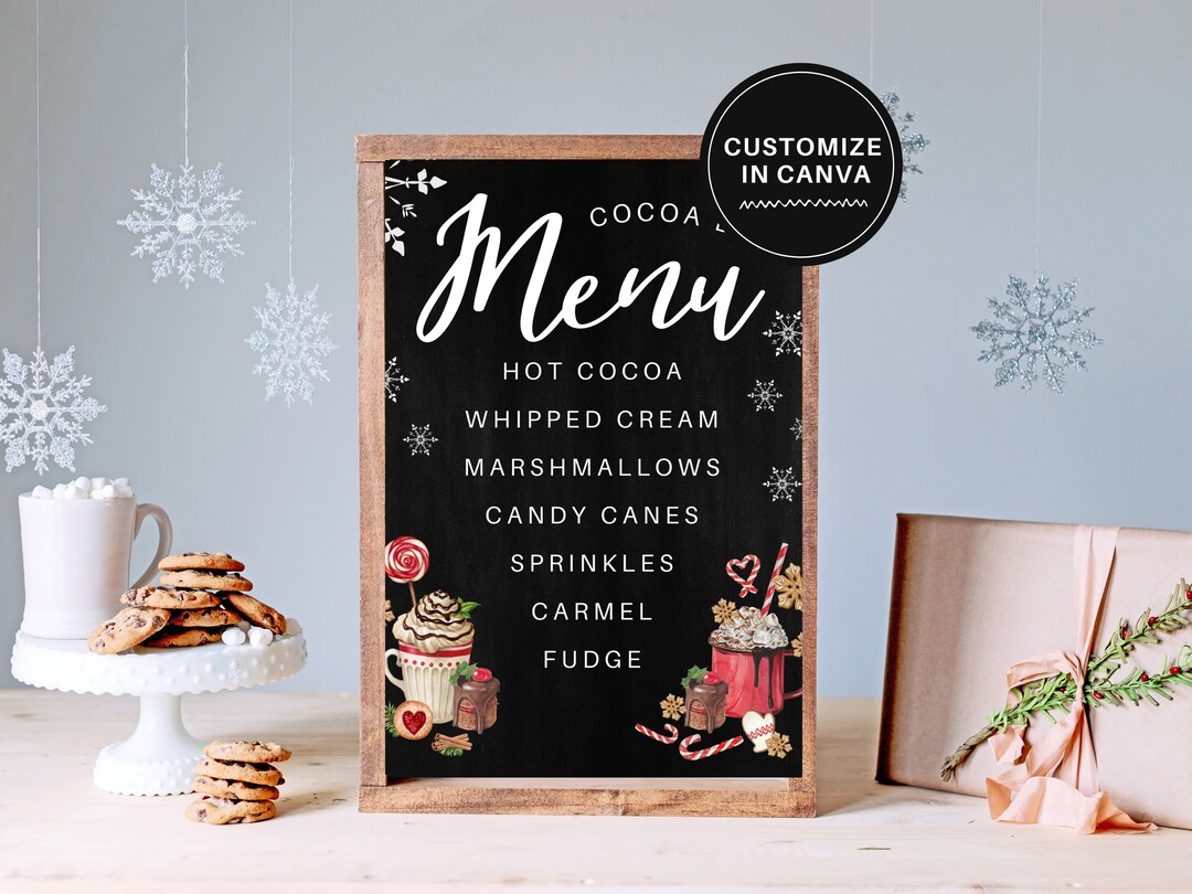 Hot Cocoa Bar Menu | Personalized Hot Chocolate Sign | Coffee Bar Sign ...