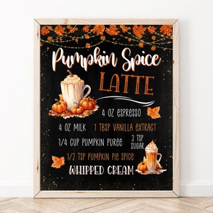 Fall Coffee Bar Sign Pumpkin Spice Latte Sign Hot Cocoa Print Pumpkin ...