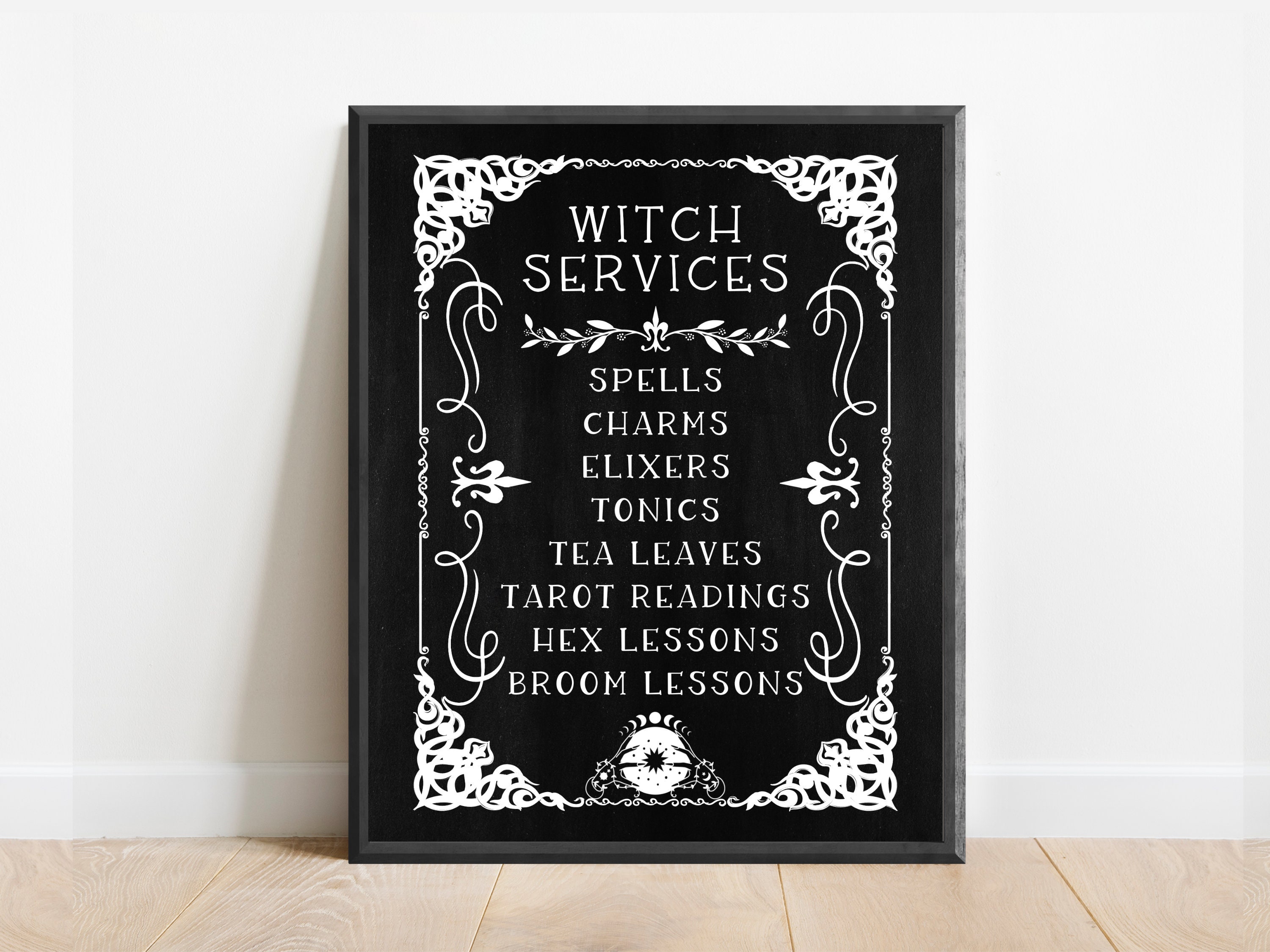 Witch Services Sign | Halloween Printable | Vintage Halloween Decor ...