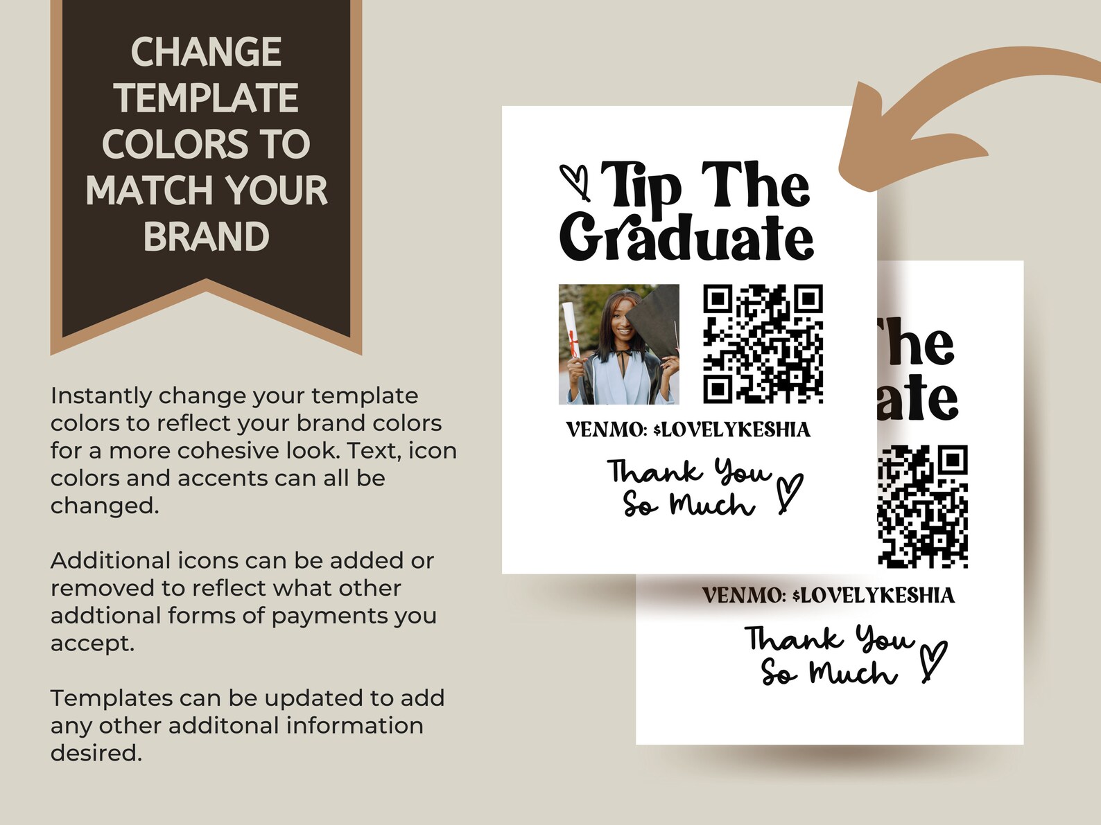 Graduation Party Sign | QR Code Sign | Tip the Graduate | Venmo Sign ...