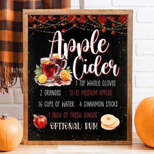 Fall Coffee Bar Sign | Apple Cider Recipe | Pumpkin Spice Latte Sign ...